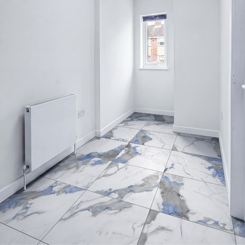Polar Blue Marble Matt Porcelain 60x60cm Wall and Floor Tiles – Tile Topia