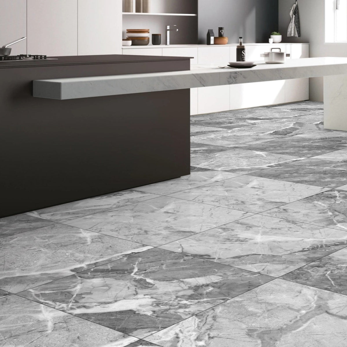 Harmony Grey Porcelain Gloss 60x60cm Wall And Floor Tiles – Tile Topia