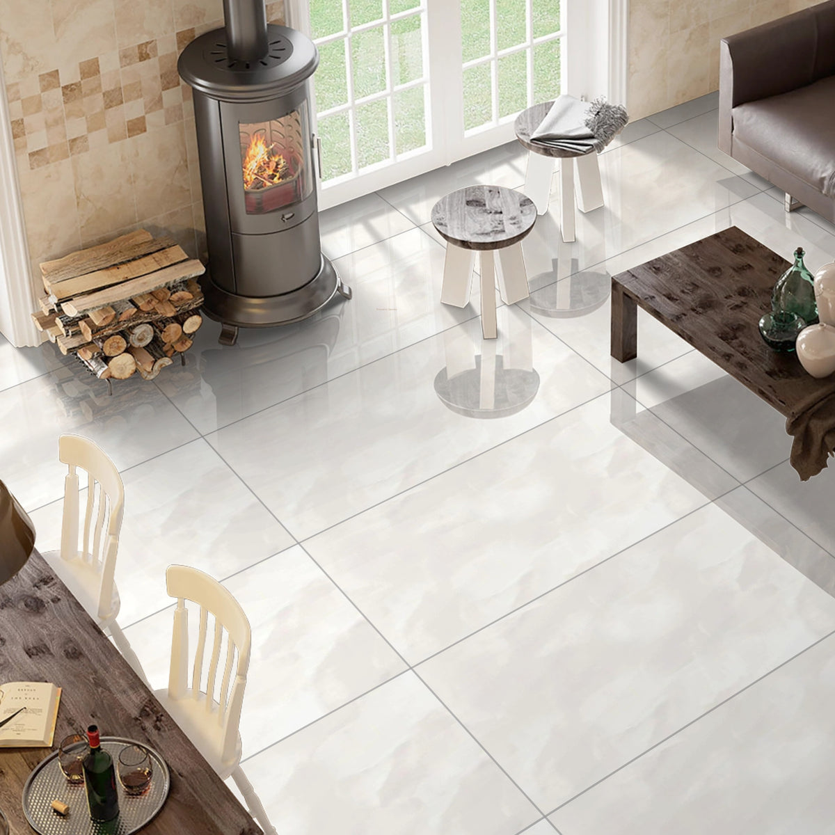 Cloud Frost Gloss Porcelain 60x120cm Kitchen Bathroom Wall Floor Tiles ...