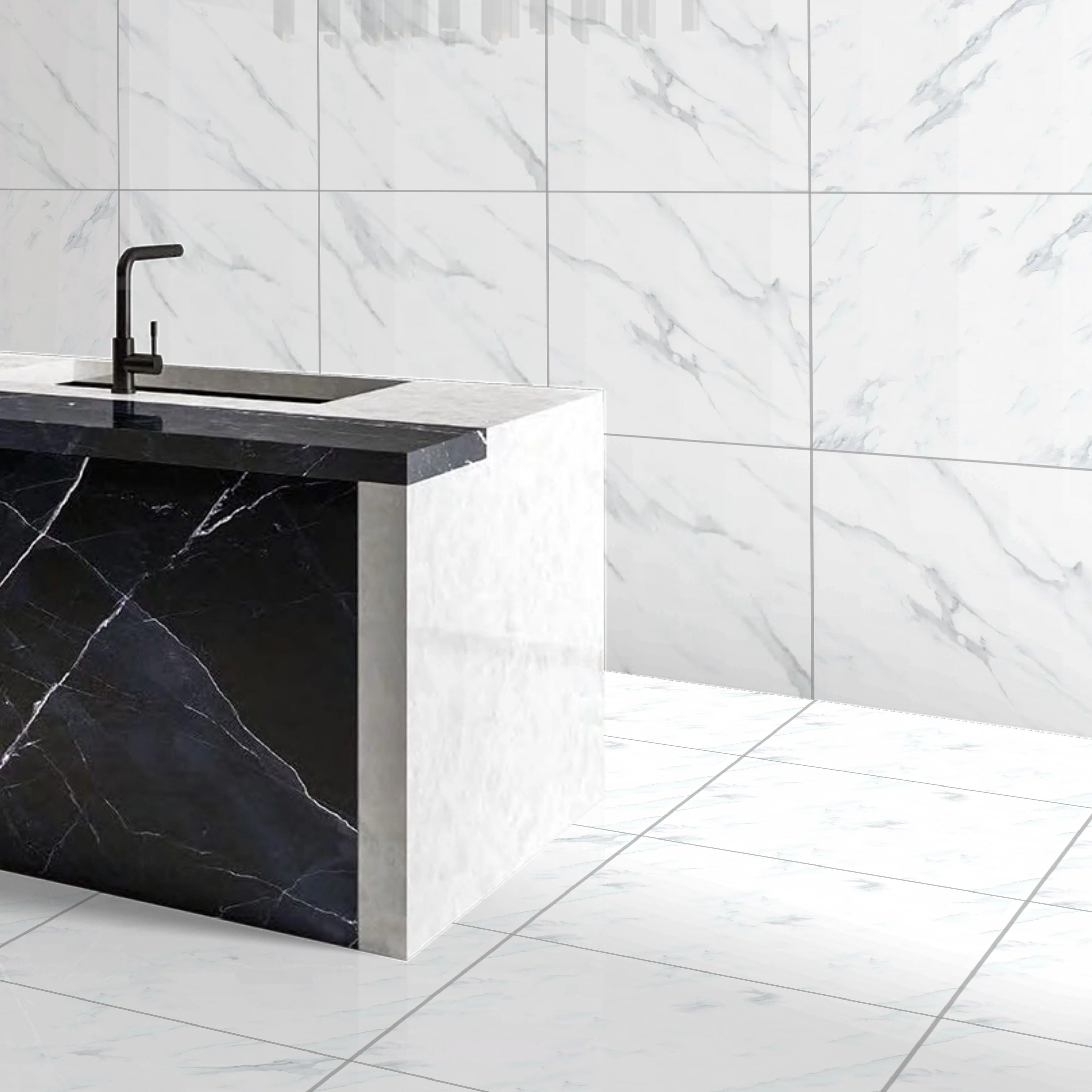 Mirage Pearl Marble Effect Porcelain 60x60cm Kitchen Bathroom Wall and ...