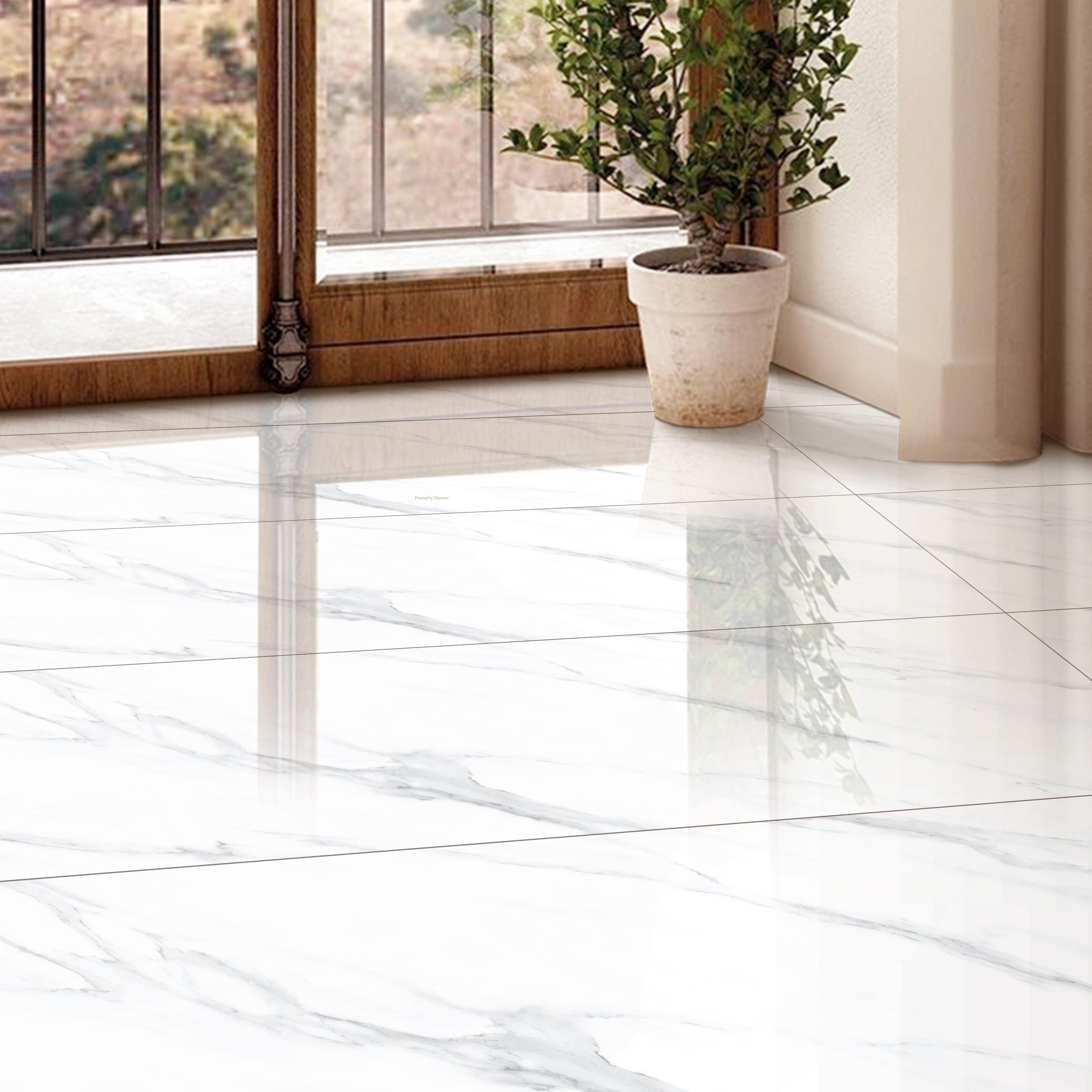 Mirage Pearl Marble Effect Gloss Porcelain 60x120cm Wall and Floor Tiles