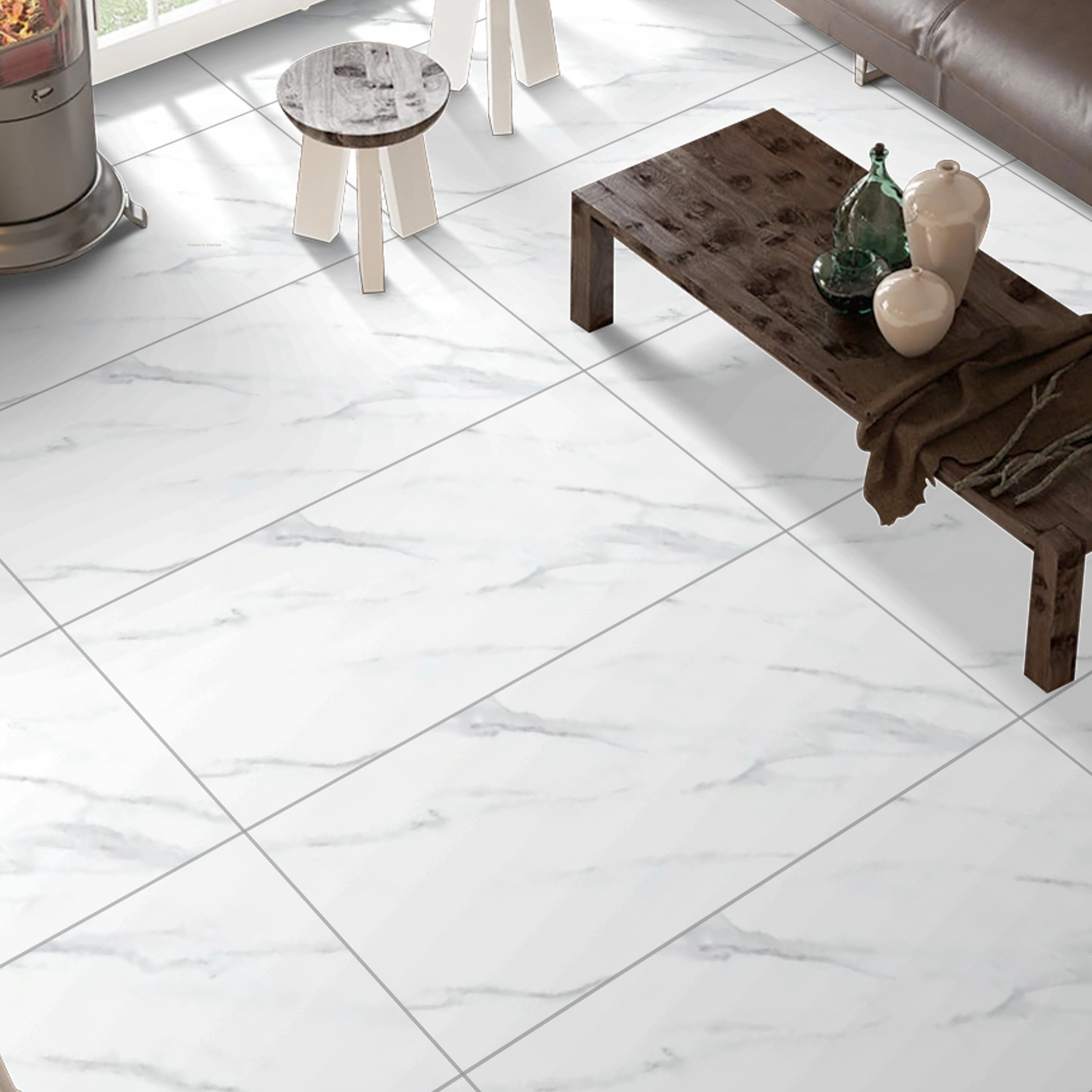 Mirage Pearl Marble Effect Matt Porcelain 60x120cm Wall and Floor Tiles