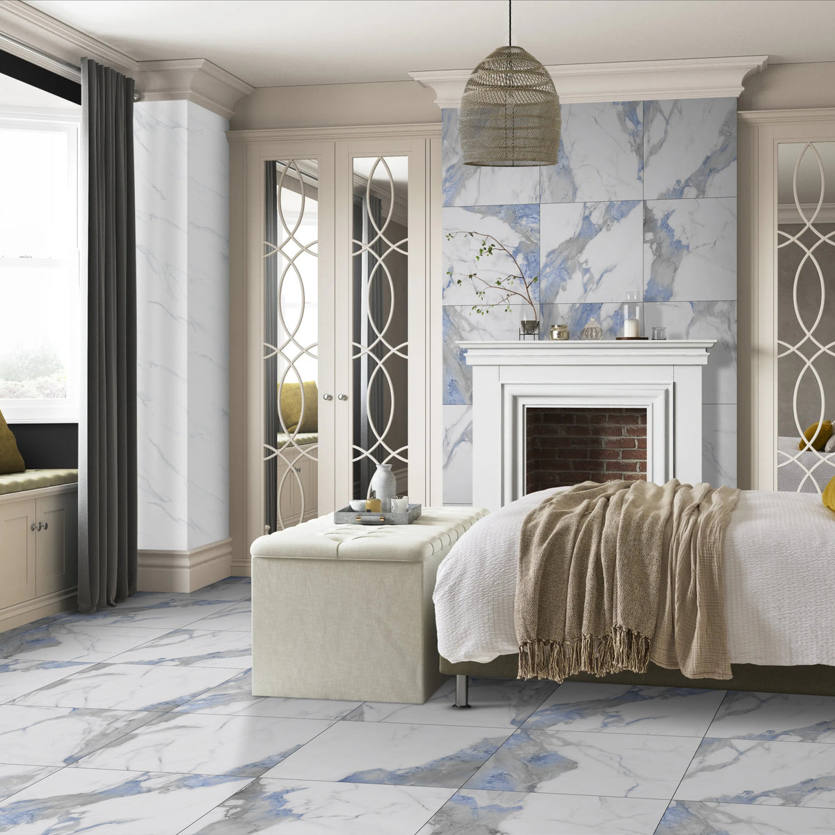 Polar Blue Marble Matt Porcelain 60x60cm Wall and Floor Tiles – Tile Topia