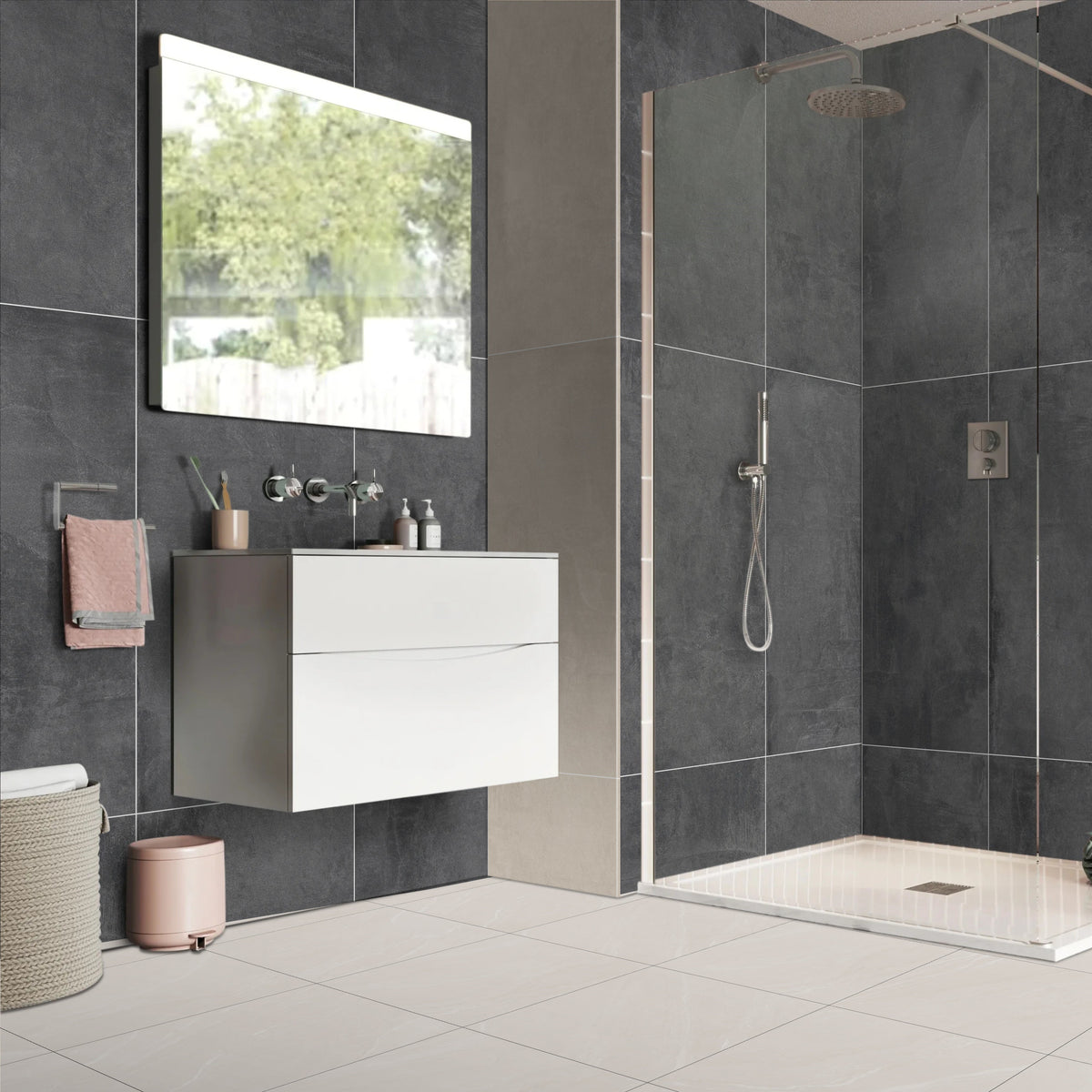 Slate Anthracite Sugar Effect Porcelain 60x120cm Wall and Floor Tile ...
