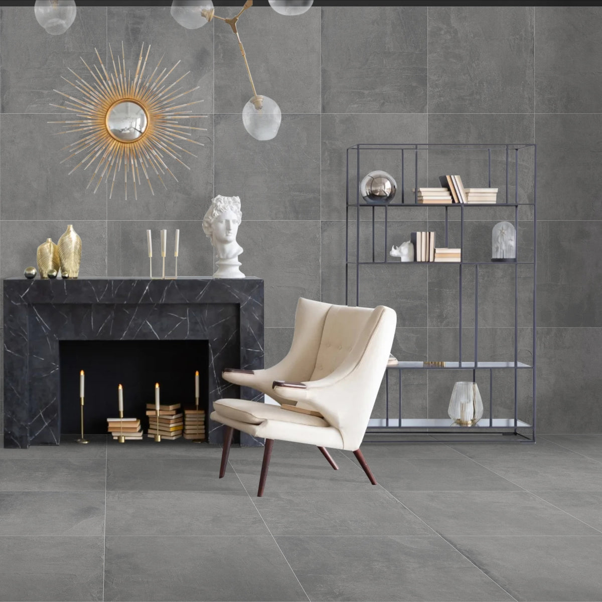 Slate Ash Grey Sugar Effect Porcelain 60x60cm Wall and Floor Tile ...