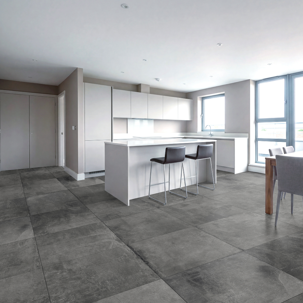 Slate Ash Grey Sugar Effect Porcelain 60x60cm Wall and Floor Tile ...