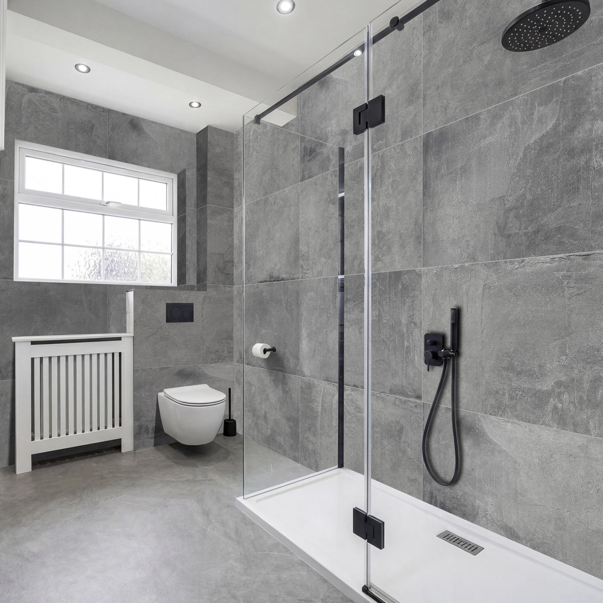 Slate Ash Grey Sugar Effect Porcelain 60x120cm Wall and Floor Tile ...