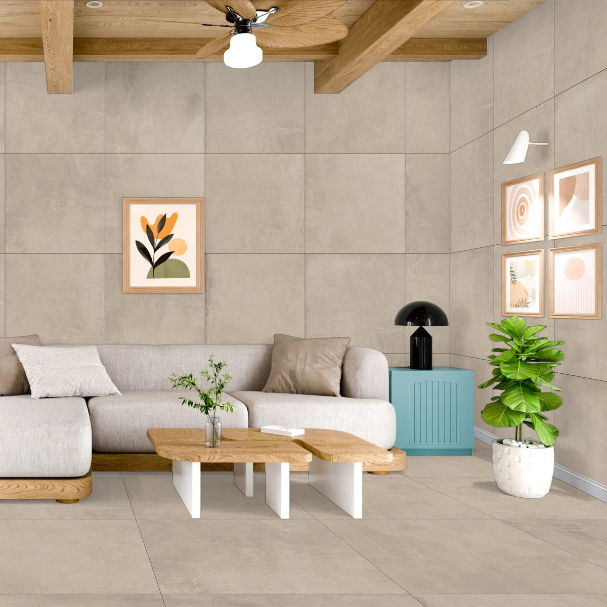 Slate Beige Sugar Effect Porcelain 60x60cm Wall and Floor Tile – Tile Topia