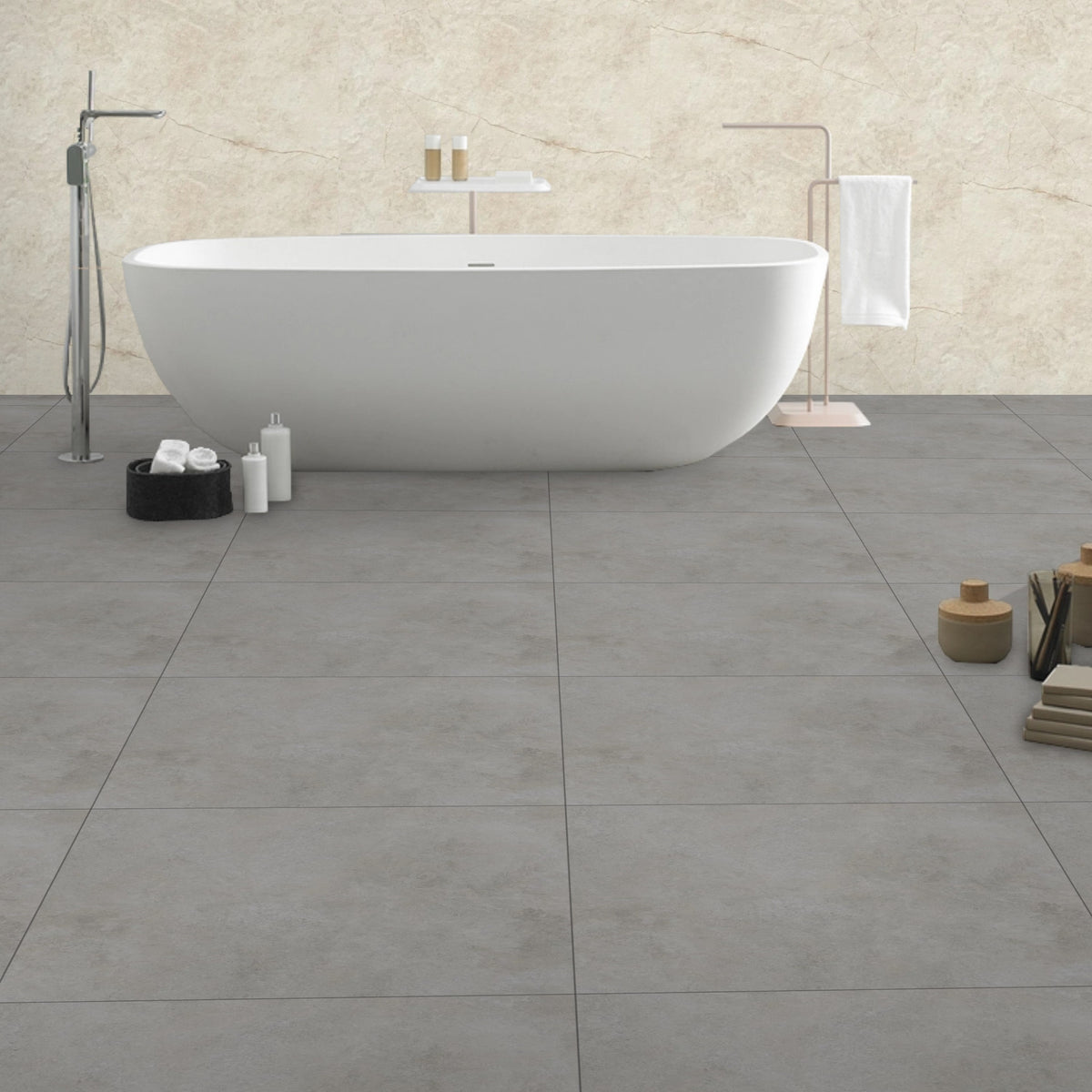 Slatewing Smokey Grey Stone Effect Porcelain 60x60cm Wall And Floor Ti ...