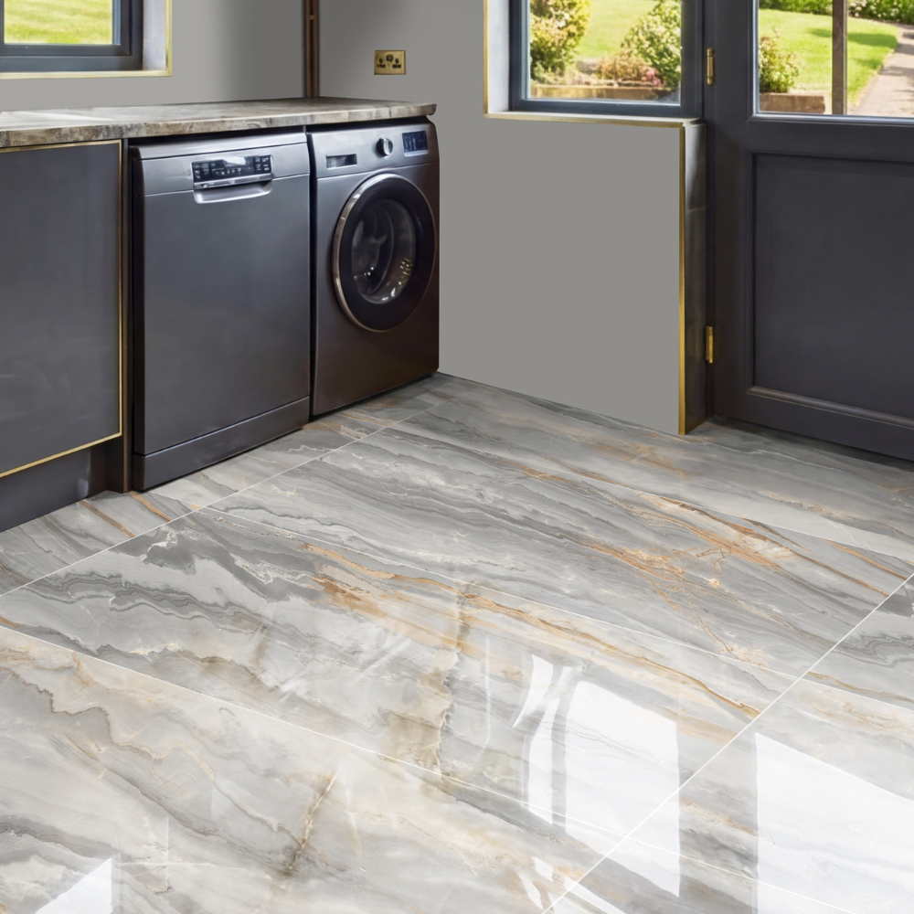 Echo Fantasy Gold Gloss Porcelain 60x120cm Wall and Floor Tile – Tile Topia
